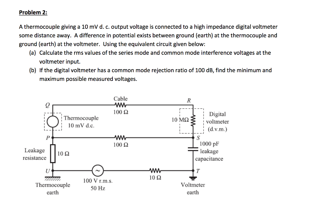 Solved A thermocouple giving a 10 mV d. c. output voltage is | Chegg.com
