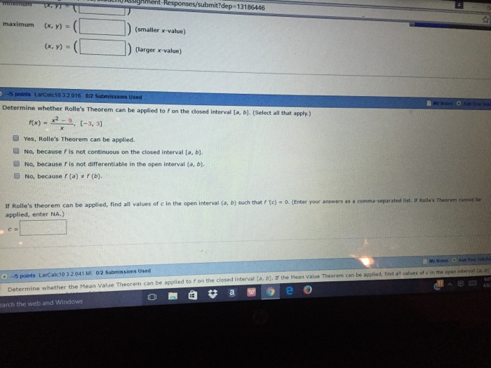Solved Determine Whether Rolles Theorem Can Be Applied To F