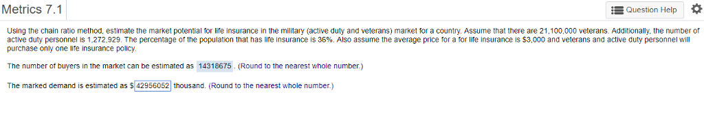 Solved Metrics 7.1 Question Help Using the chain ratio | Chegg.com