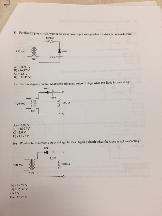 Solved For this clipping circuit, what is the maximum output | Chegg.com