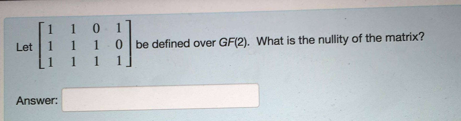 Solved Let [1 1 0 1 1 1 1 0 1 1 1 1] be defined over | Chegg.com