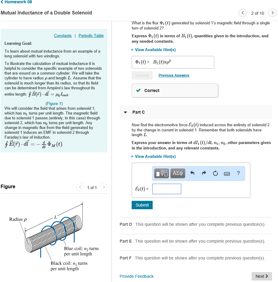 Solved Homework 08 Mutual Inductance Of A Double Solenoid 2