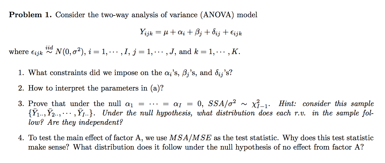 Solved Consider the two-way analysis of variance (ANOVA) | Chegg.com