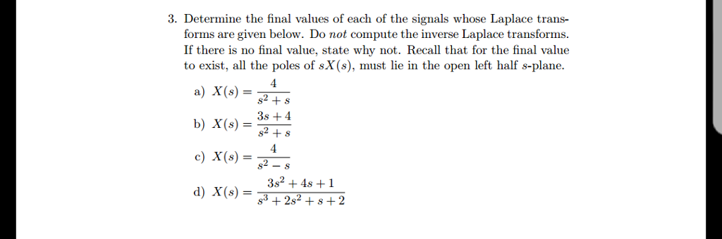 Solved 3. Determine the final values of each of the signals | Chegg.com