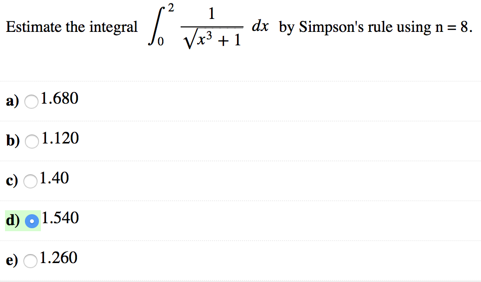 Solved: Simpsons Rule The Answer That Is Selected Could Or... | Chegg.com