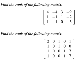 Solved Find the rank of the following matrix. 4 -16 1-5 -4 | Chegg.com