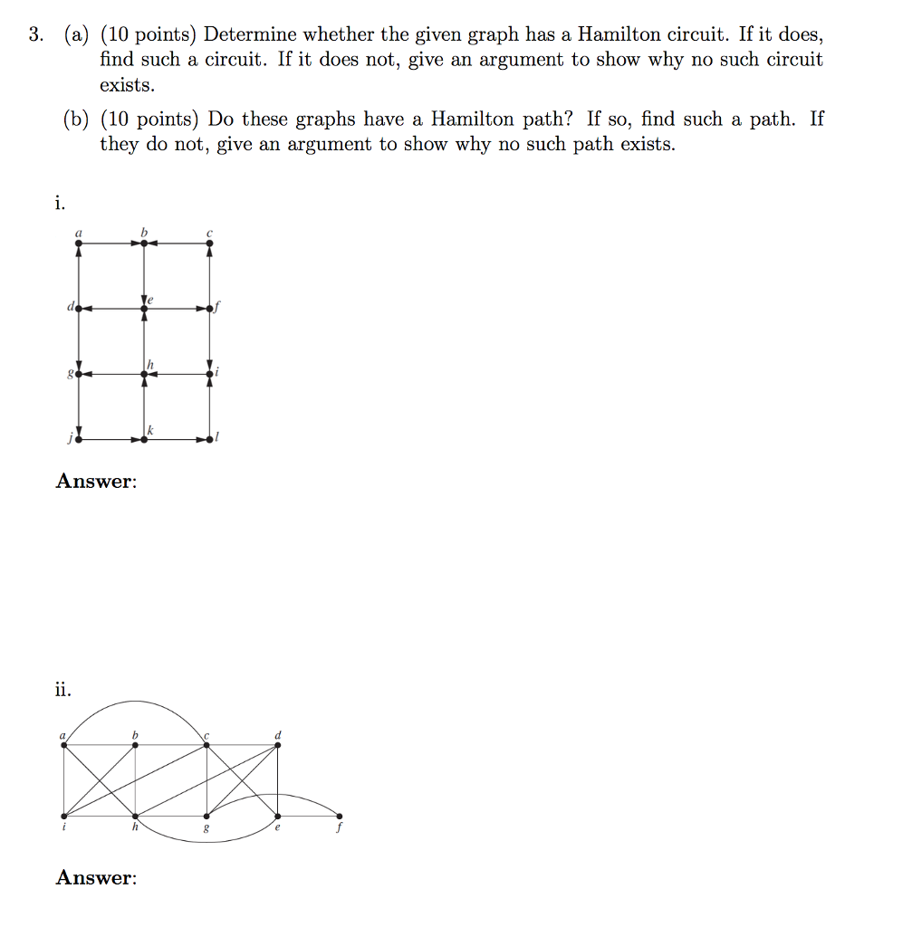 Solved (a) Determine whether the given graph has a Hamilton | Chegg.com