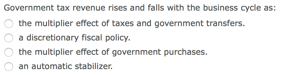 Solved Government tax revenue rises and falls with the | Chegg.com