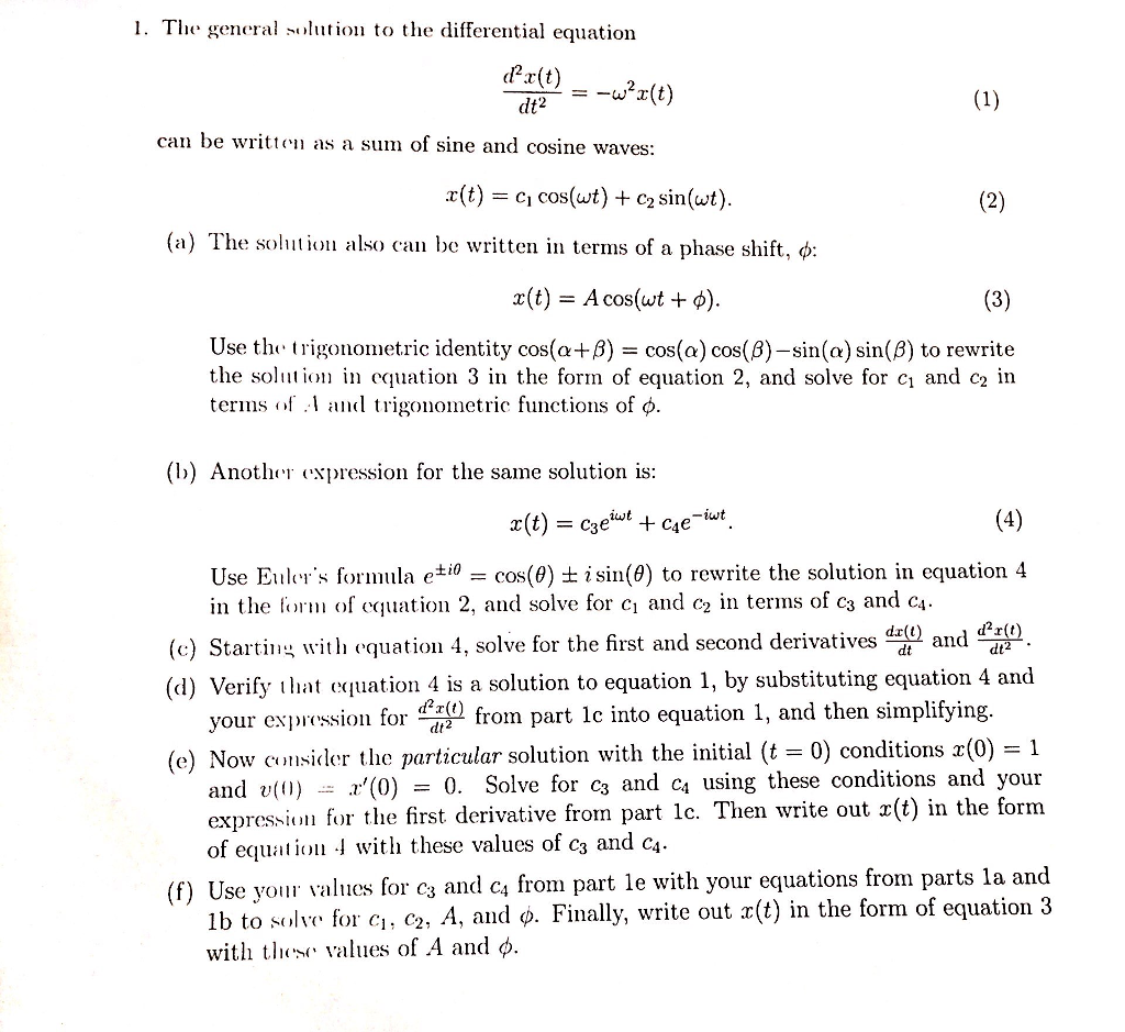 Solved The general solution to the- differential equation | Chegg.com