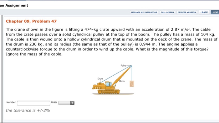 Solved The crane shown in the figure is lifting a 474-kg | Chegg.com