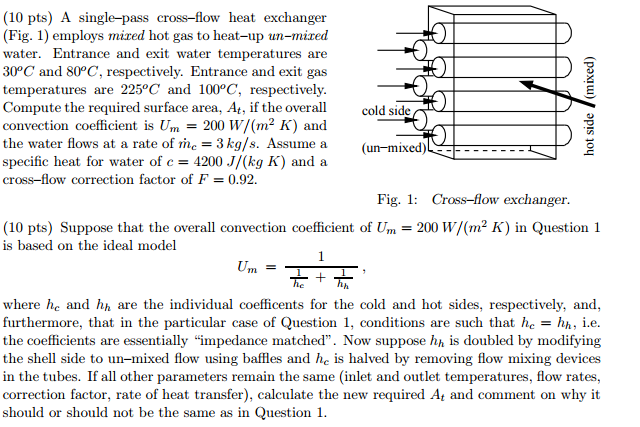 Solved (10 pts) A single–pass cross–flow heat exchanger | Chegg.com