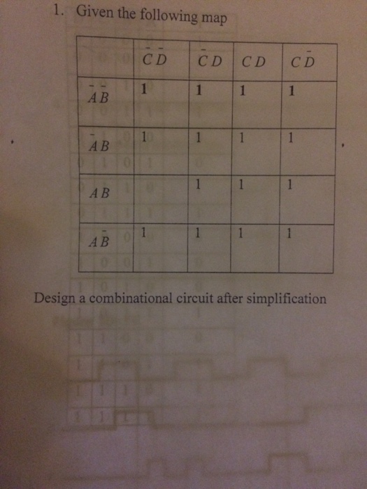 Solved Given the following map Design a combinational | Chegg.com