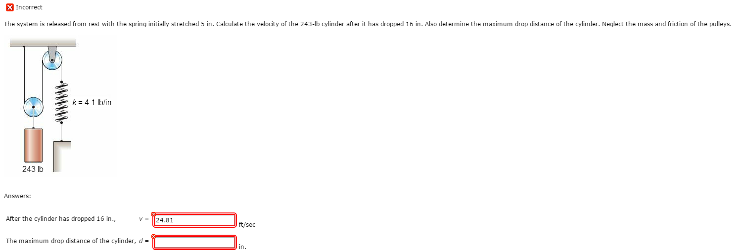 Solved The system is released from rest with the spring | Chegg.com