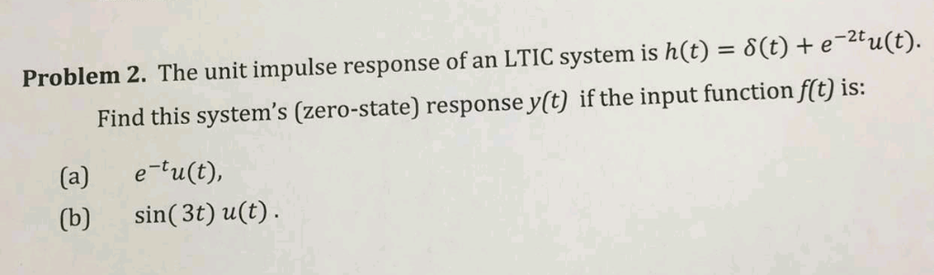Solved The unit impulse response of an LTIC system is h(t) = | Chegg.com