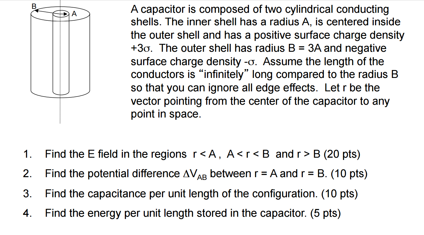 Solved: A Capacitor Is Composed Of Two Cylindrical Conduct... | Chegg.com