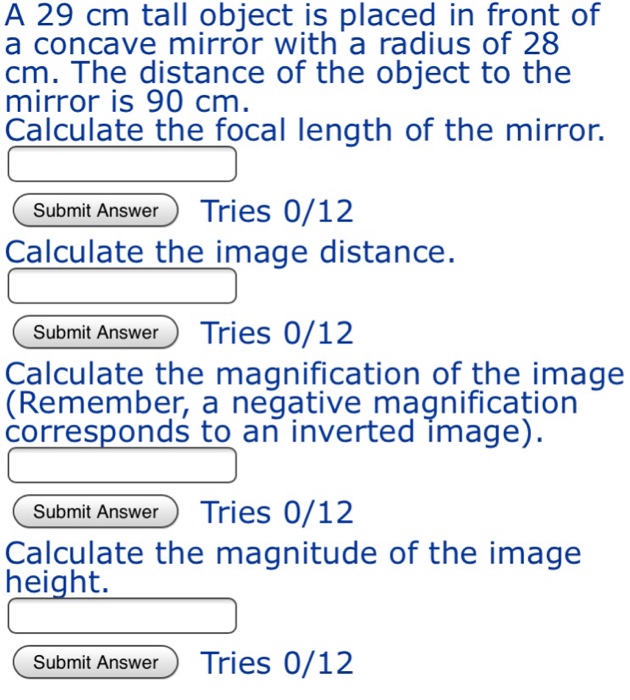 Solved A 29 cm tall object is placed in front of a concave | Chegg.com