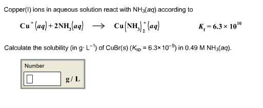 Solved Copper (I) ions in aqueous solution react with | Chegg.com