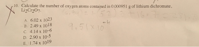 Solved Calculate the number of oxygen atoms contained in | Chegg.com