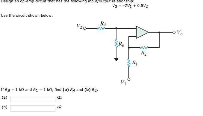 Solved Design an op-amp circuit that has the following | Chegg.com