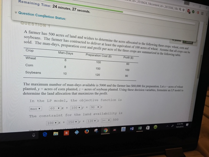 Solved Formulate a linear model using this form shown in the | Chegg.com