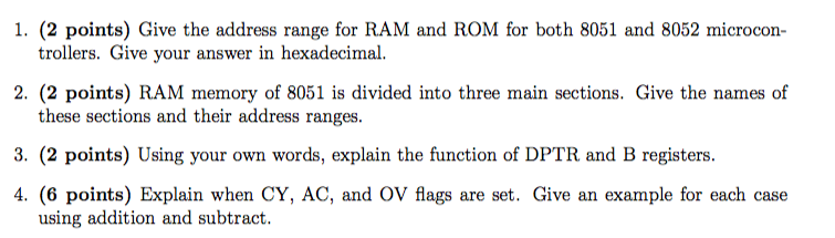 Solved Give the address range for RAM and ROM for both 8051 | Chegg.com