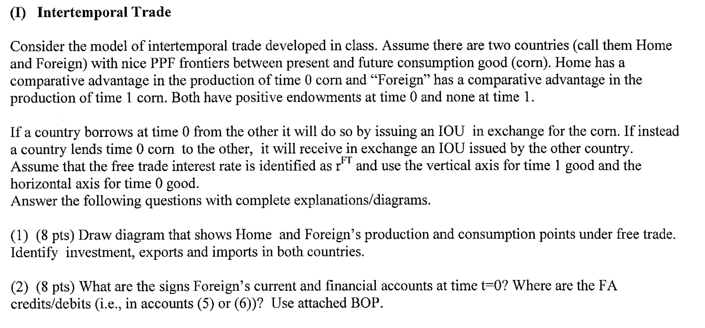 Intertemporal Trade Consider the model of | Chegg.com