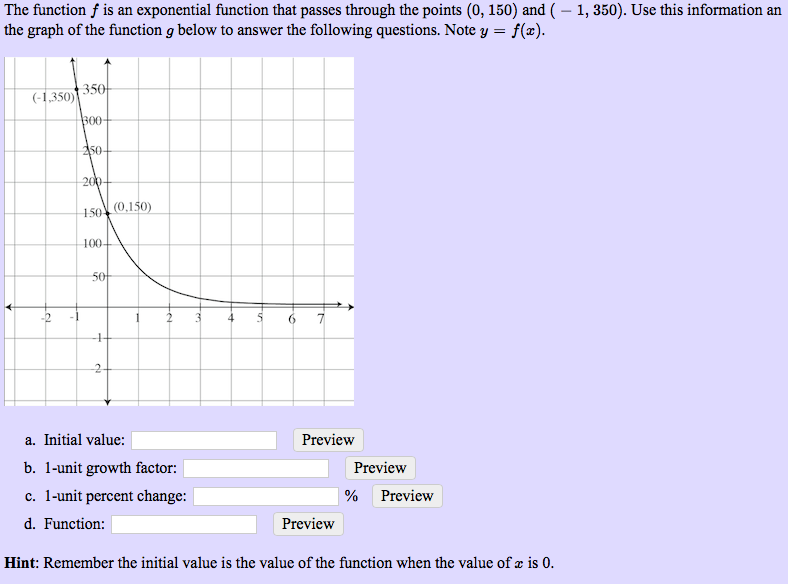 Solved The function f is an exponential function that passes | Chegg.com