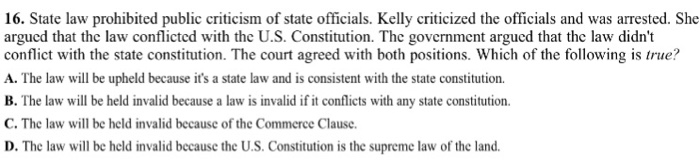 Solved State Law Prohibited Public Criticism Of State Chegg