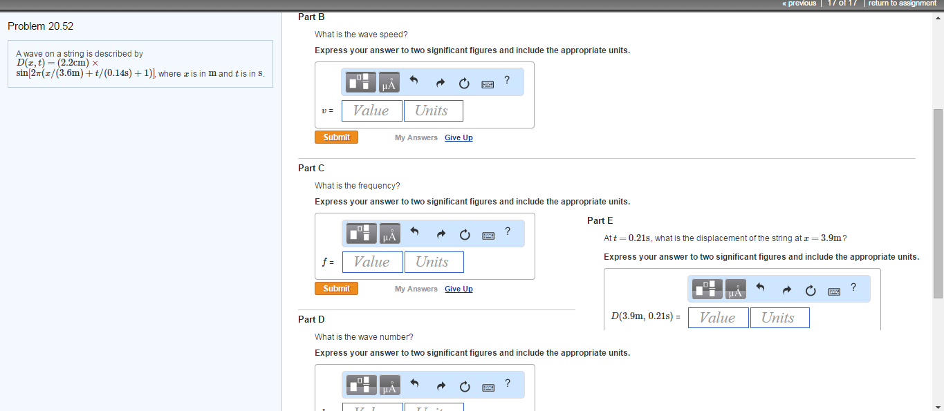 Solved Problem 20.52 A wave on a string is described by | Chegg.com