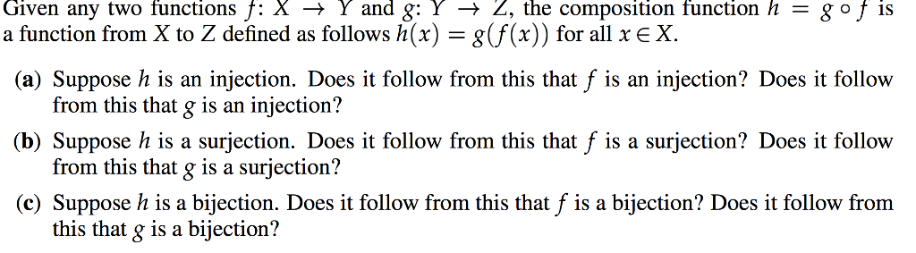 Solved Given any two functions f: X rightarrow Y and g: Y | Chegg.com