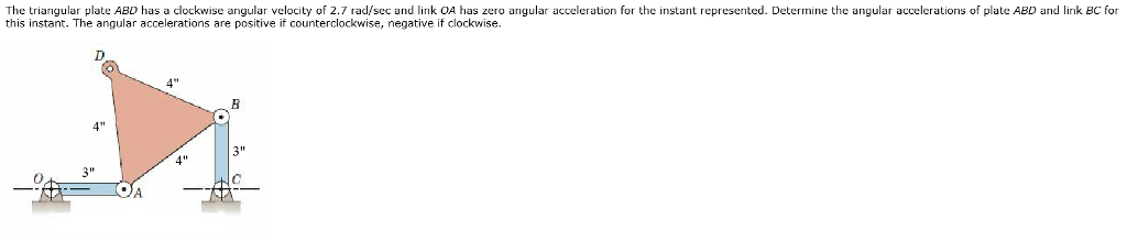 Solved The triangular plate ABD has a clockwise angular | Chegg.com