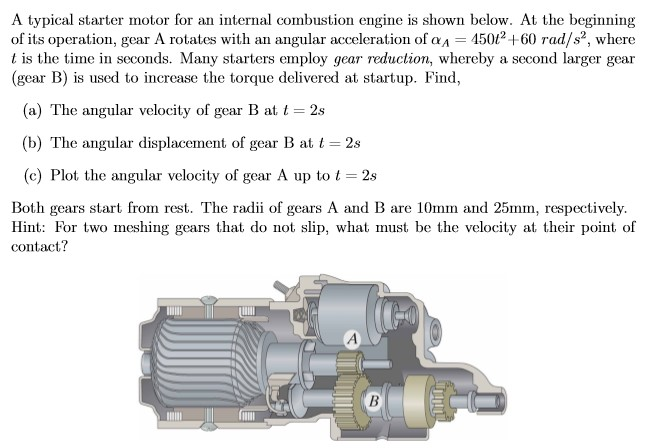 Solved A typical starter motor for an internal combustion | Chegg.com