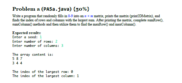 Solved Problem a (PA5a.java)(50%) Write a program that | Chegg.com