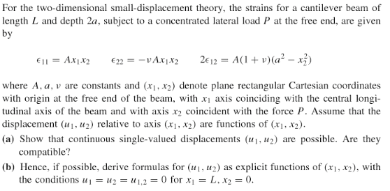 For the two-dimensional small-displacement theory, | Chegg.com