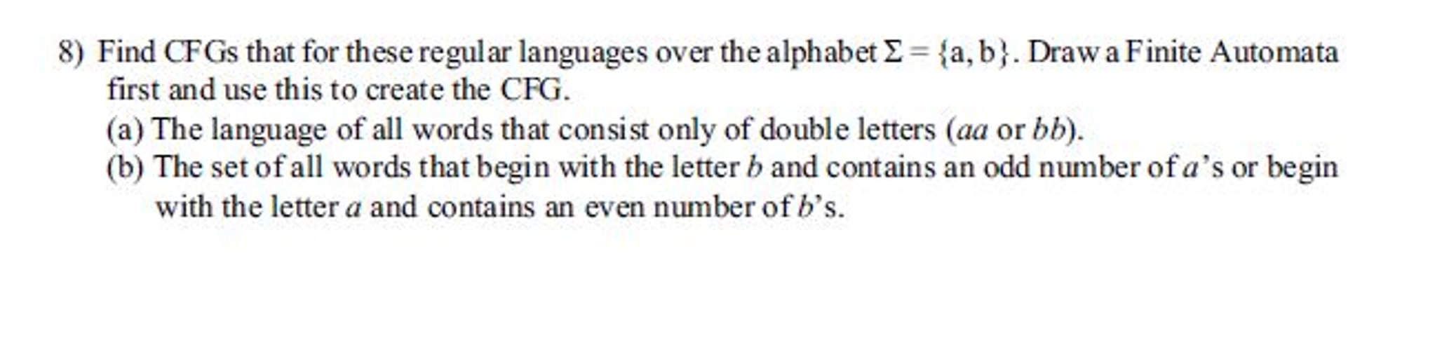 Solved Find CFGs that for these regular languages over the | Chegg.com