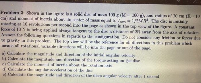 Solved Problem 3 (Torque, Energy, and Angular Momentum) | Chegg.com