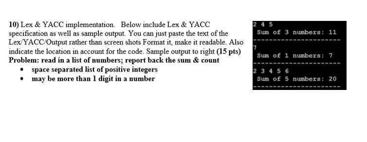 Lex & YACC implementation. Below include Lex & YACC | Chegg.com