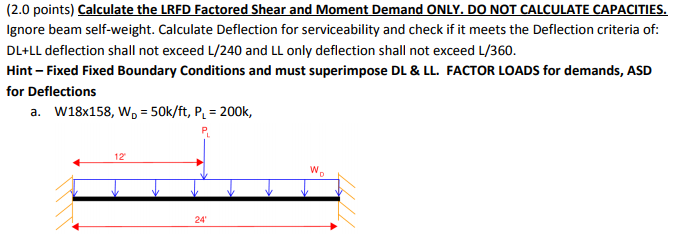 Solved (2.0 points) Calculate the LRFD Factored Shear and | Chegg.com