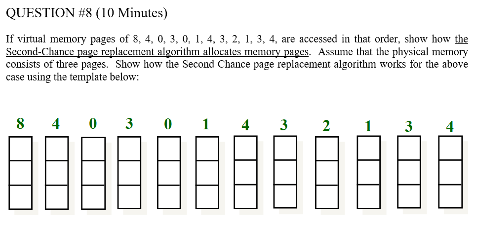 Solved QUESTION #8 (10 Minutes) If virtual memory pages of | Chegg.com