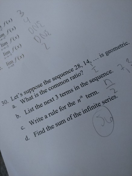 Solved Let's suppose sequence 28, 14, ... is geometric. a. | Chegg.com