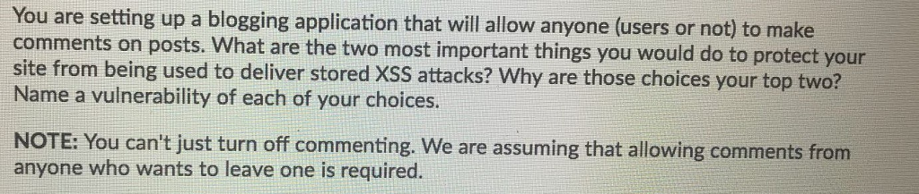 Solved You are setting up a blogging application that will | Chegg.com