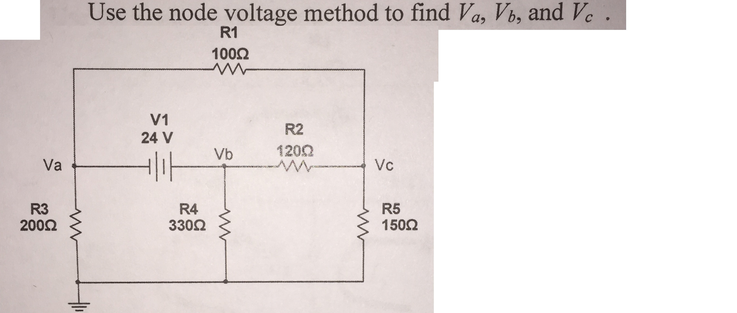Solved Use The Node Voltage Method To Find Va Vb And Vc 1796