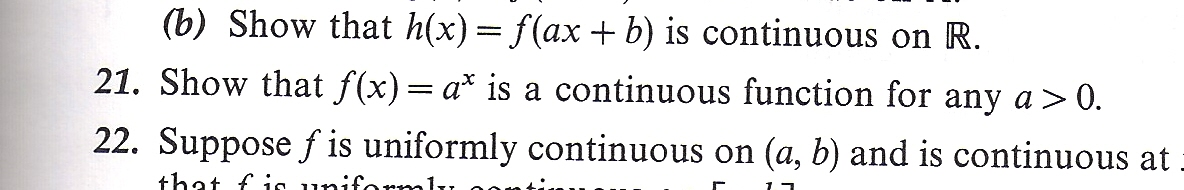 Solved Show that h(x) = f(ax = b) is continuous on R. | Chegg.com