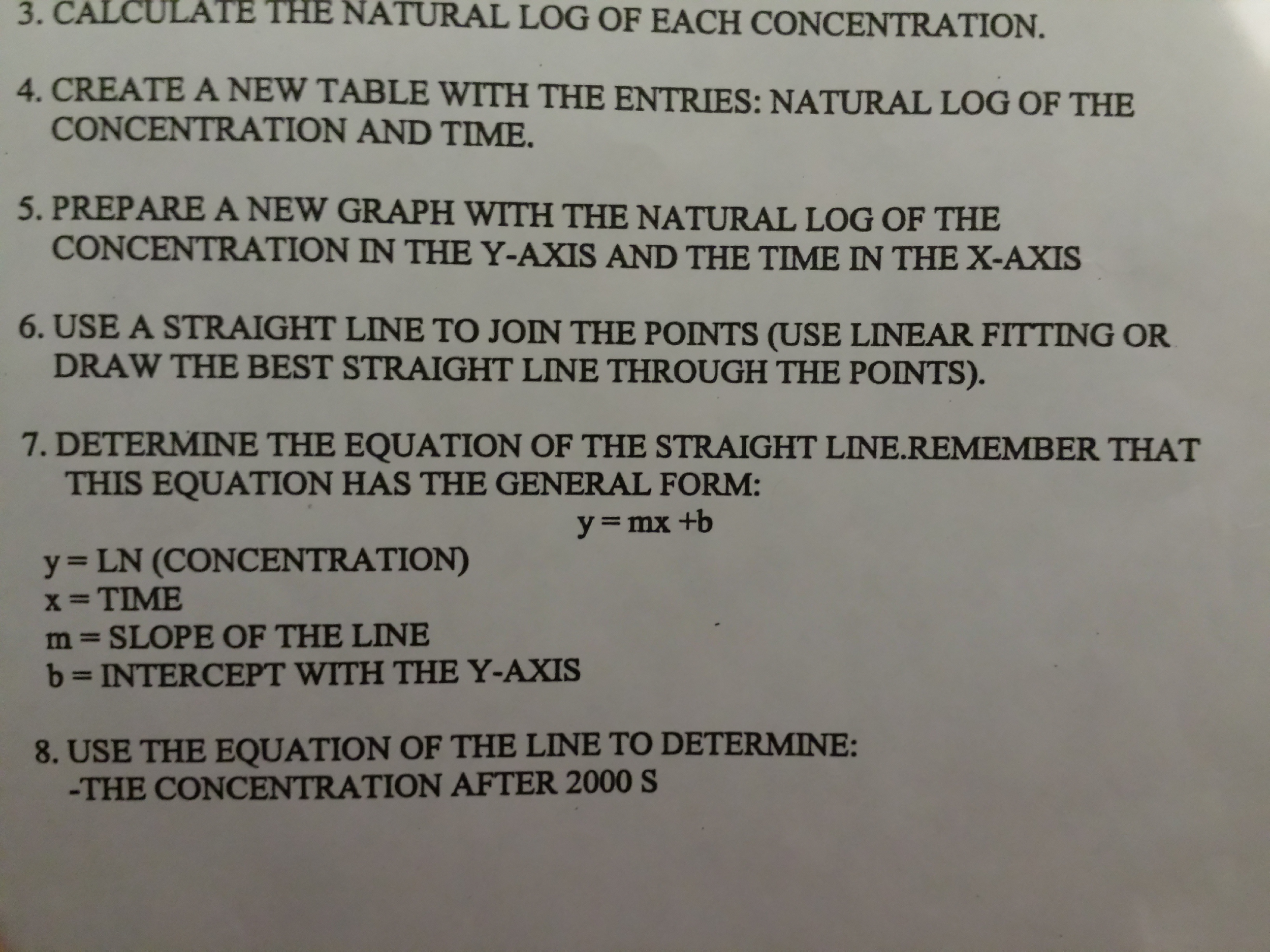 Solved CALCULATE THE NATURAL LOG OF EACH CONCENTRATION | Chegg.com