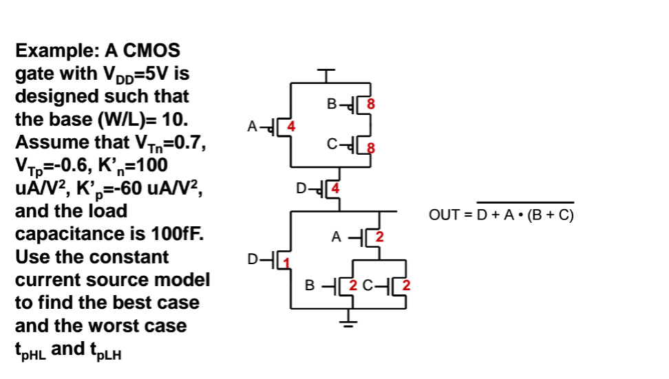 Solved Example: A CMOS gate with VDD-5V is designed such | Chegg.com