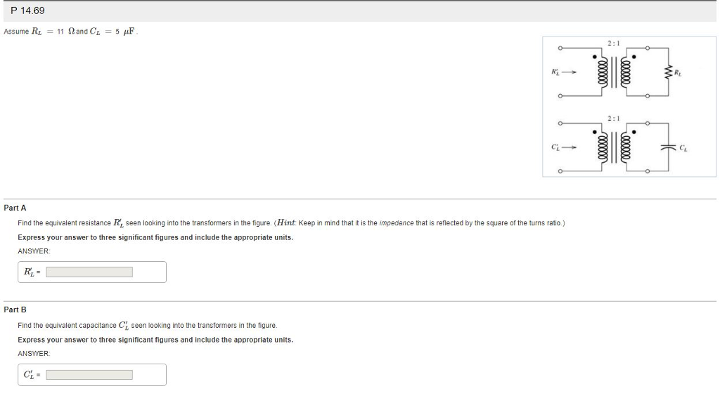 Solved P 14.69 Assume R1 11 Ω and CL = 5 μF Part A Find the | Chegg.com