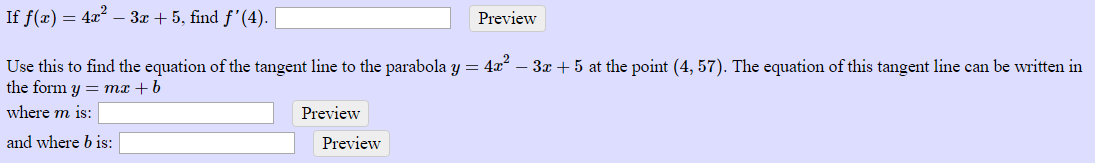 Solved If f(x) = 4x2 - 3x + 5. find f (4). Preview Use | Chegg.com