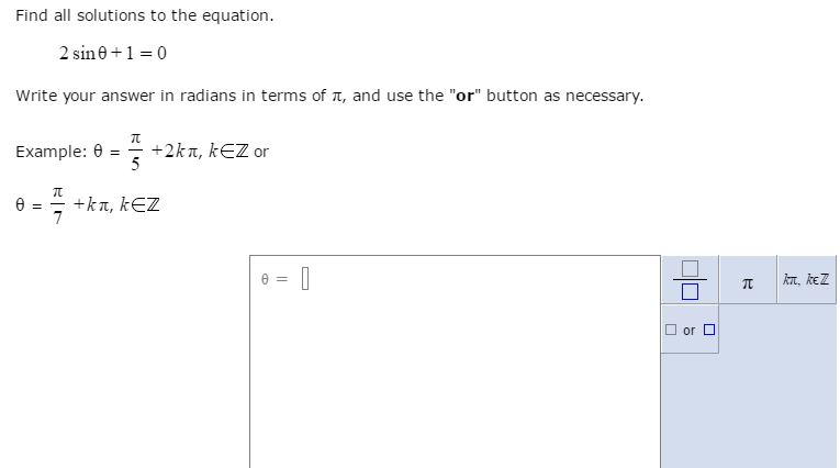 Solved Find all solutions to the equation. 2 sin theta + 1=0 | Chegg.com
