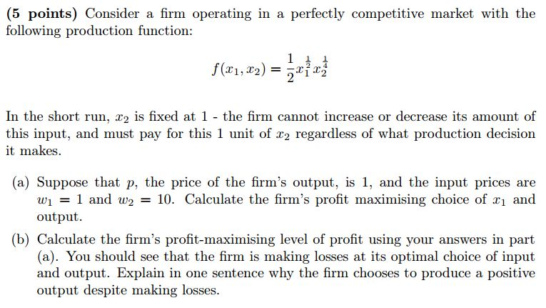 Solved Consider a firm operating in a perfectly competitive | Chegg.com