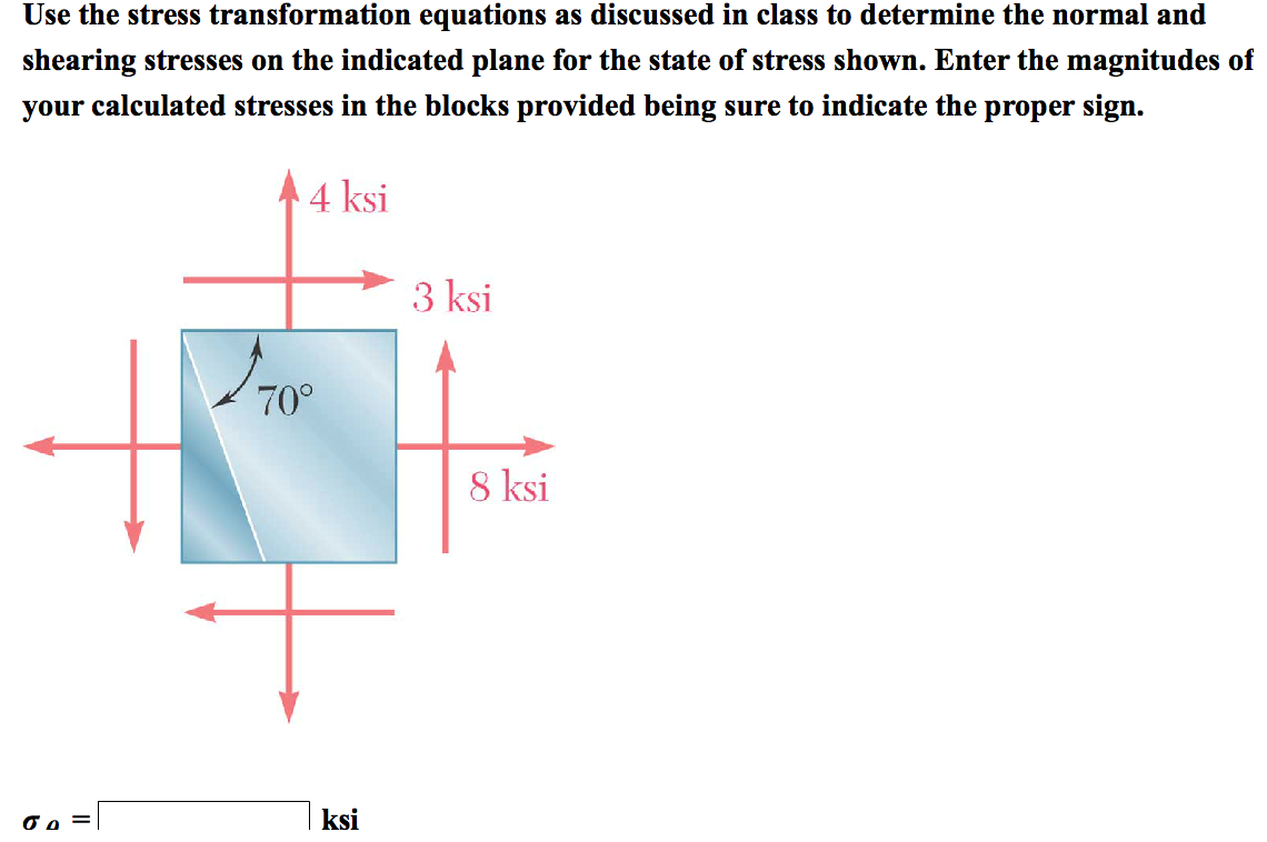 Solved Use the stress transformation equations as discussed | Chegg.com